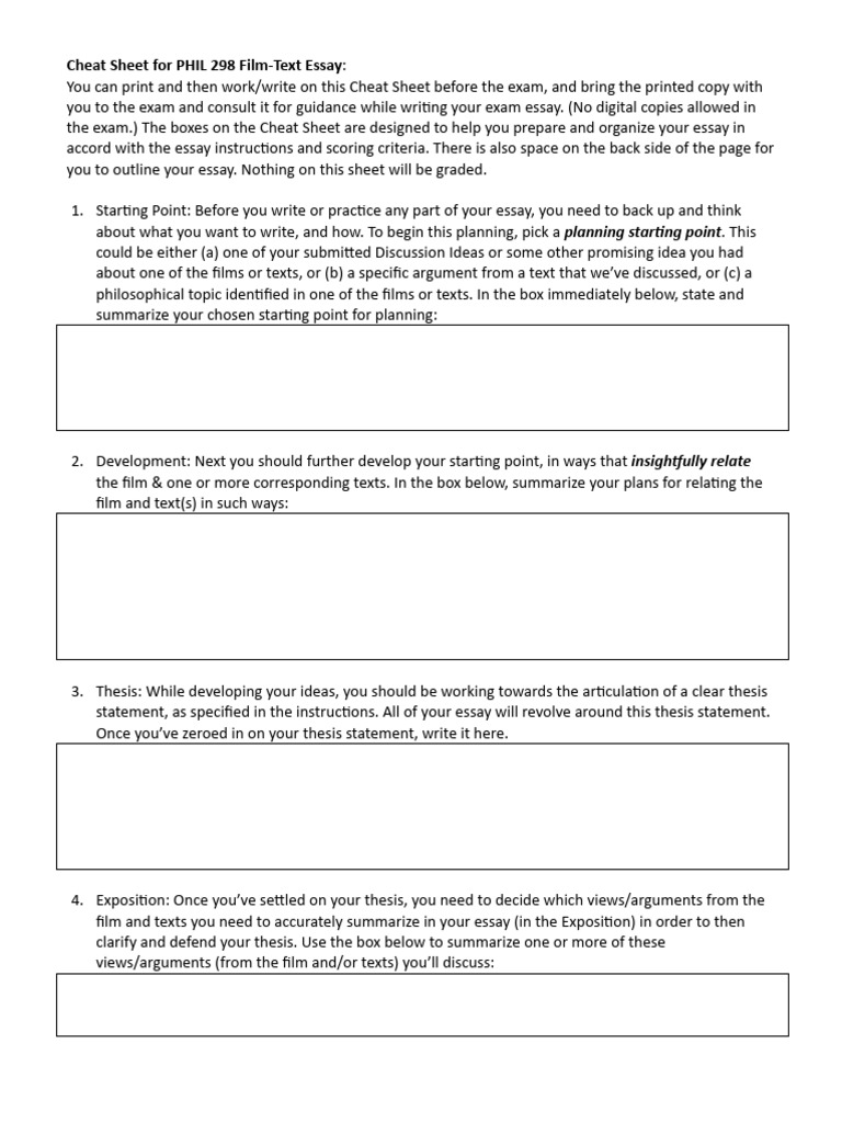 Cheat Sheet Final Exam Essay | PDF | Essays | Thesis