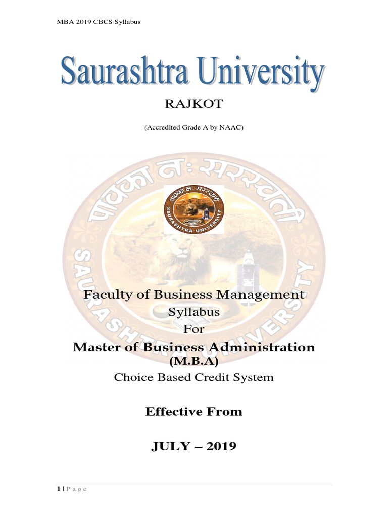 MBA (2019) of Saurashtra University | PDF