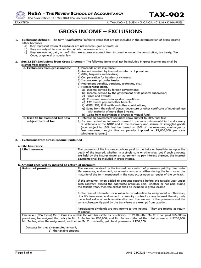 TAX-902 (Gross Income - Exclusions) | PDF