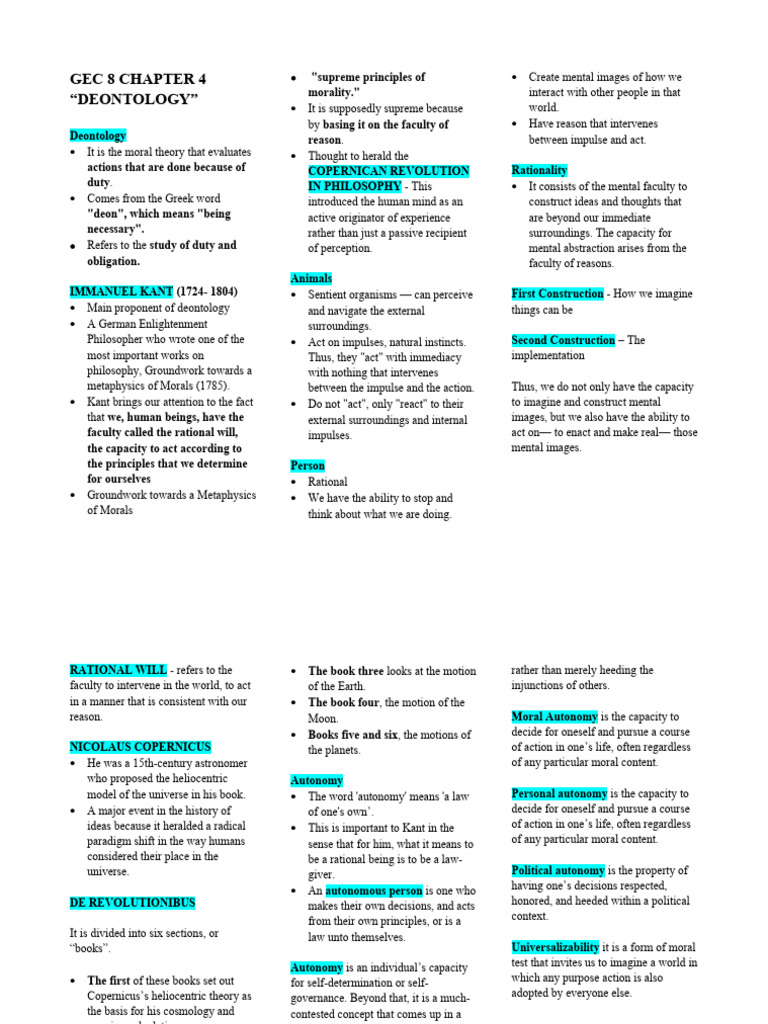 Gec 8 Chapter 4 Reviewer | PDF | Autonomy | Reason
