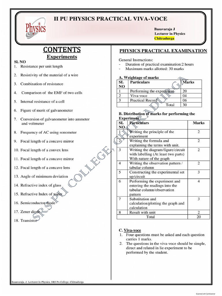 Ii Pu - Physics - Practical Viva-Voce | PDF