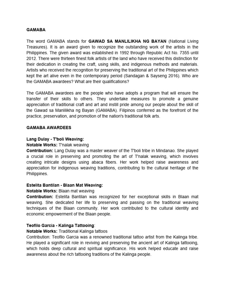 Understanding GAMABA Awards | PDF