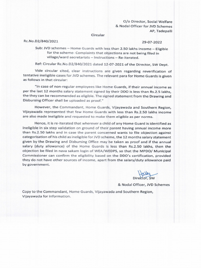 Home Guards Eligible For JVD Instructions | PDF