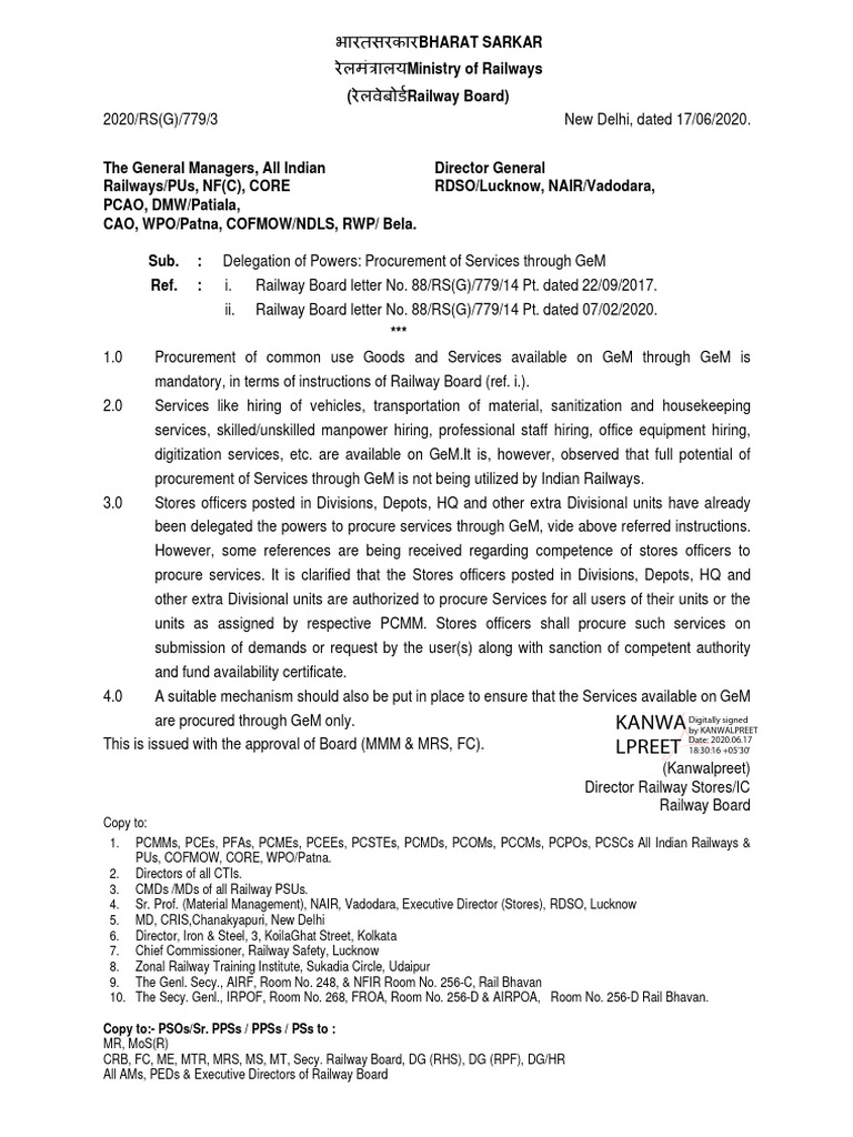 Circular GeM I5 | Download Free PDF | Railway Companies | Government Of India