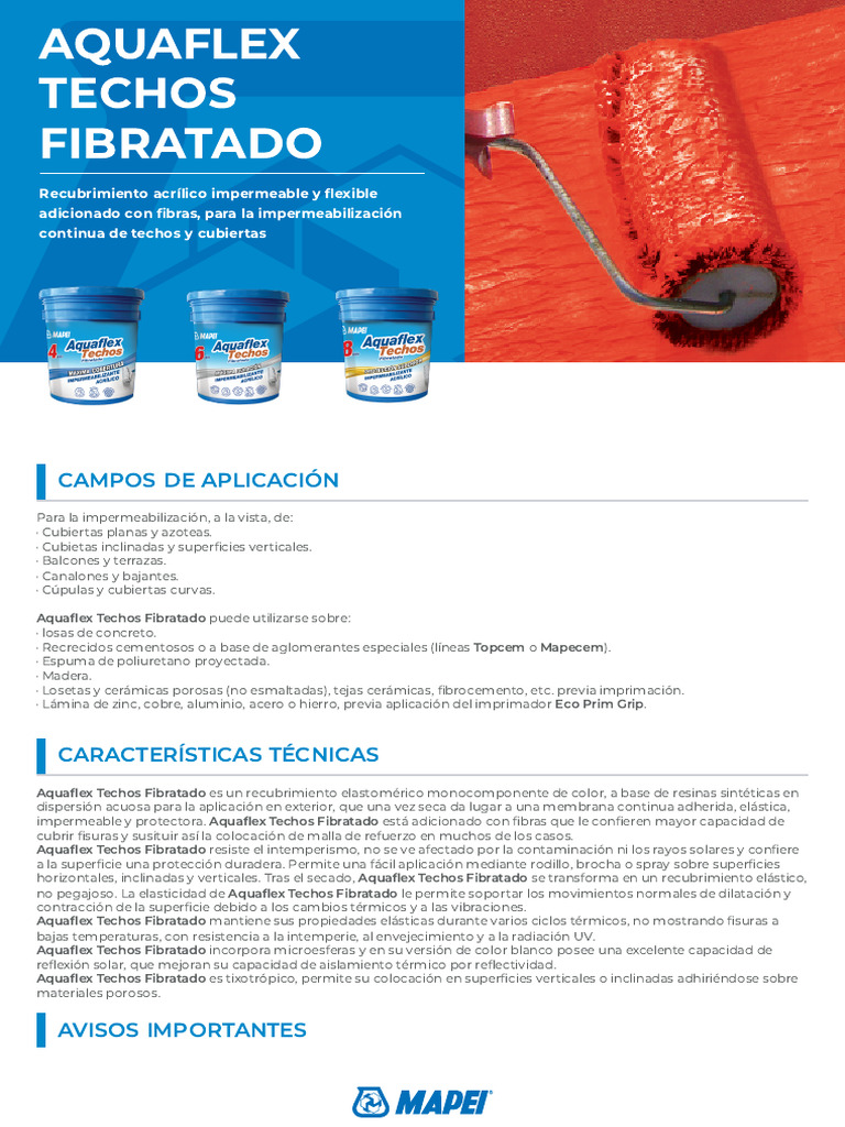Aquaflex Techos Fibratado: Impermeabilización Efectiva | PDF | Hormigón ...