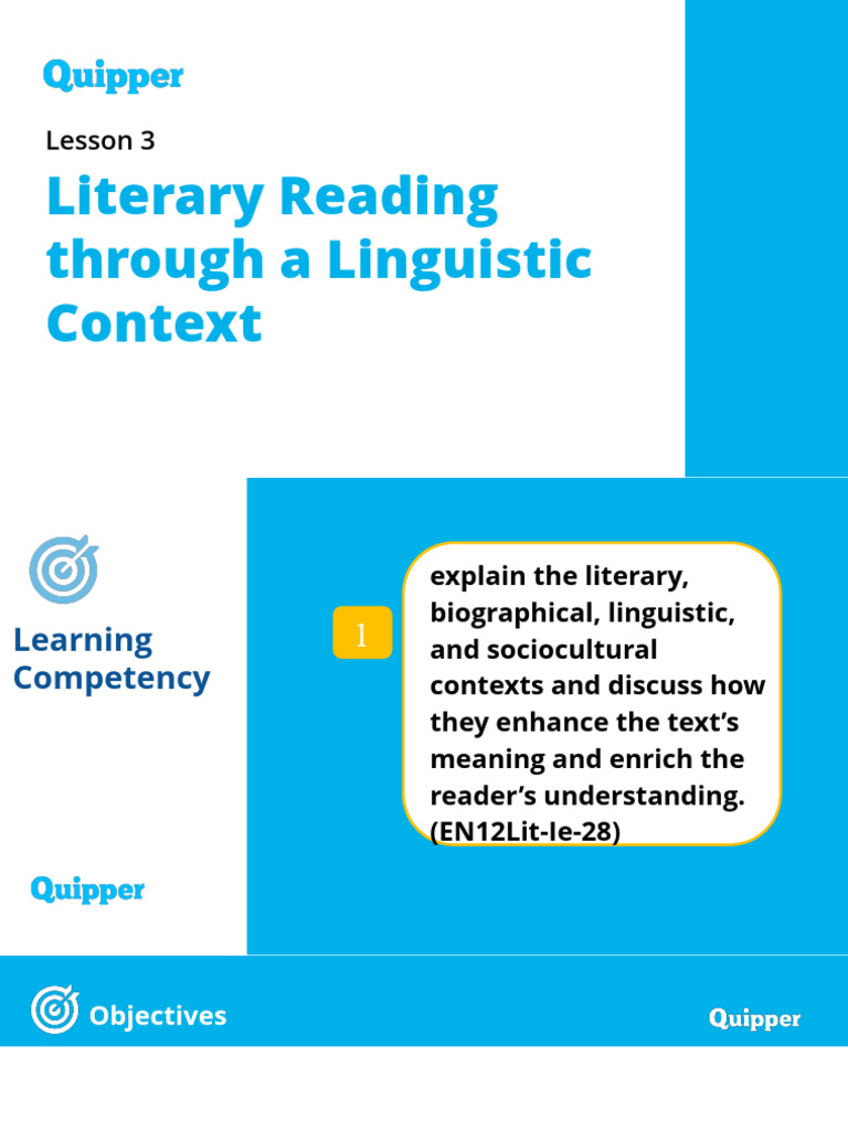 21st Century Literature - Unit 1 - Lesson 3 - Literary Reading Through A Linguistic Context ...