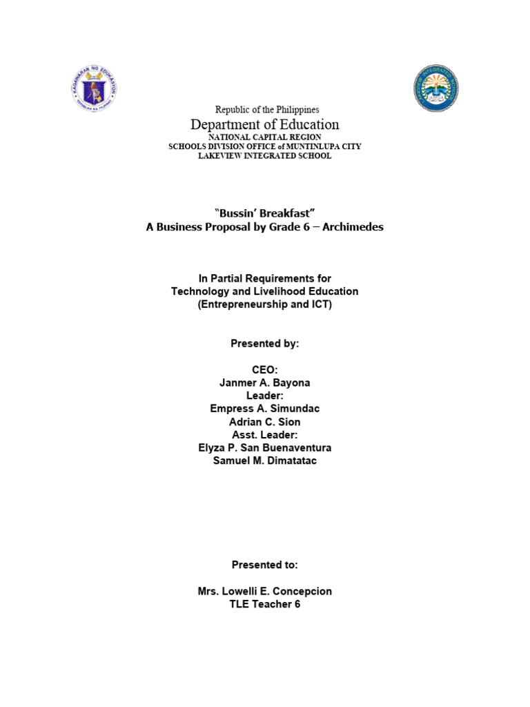 Business Proposal 6 Archimedes | PDF | Pancake | Cakes