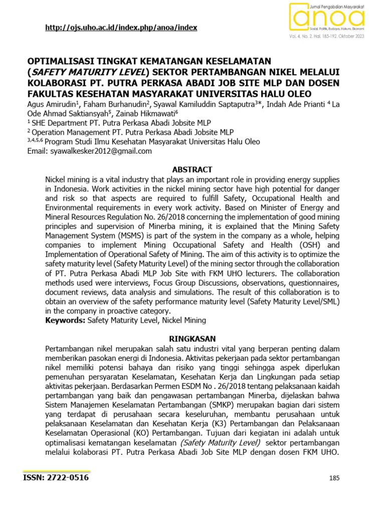 Optimalisasi Kematangan Keselamatan Tambang Nikel | PDF