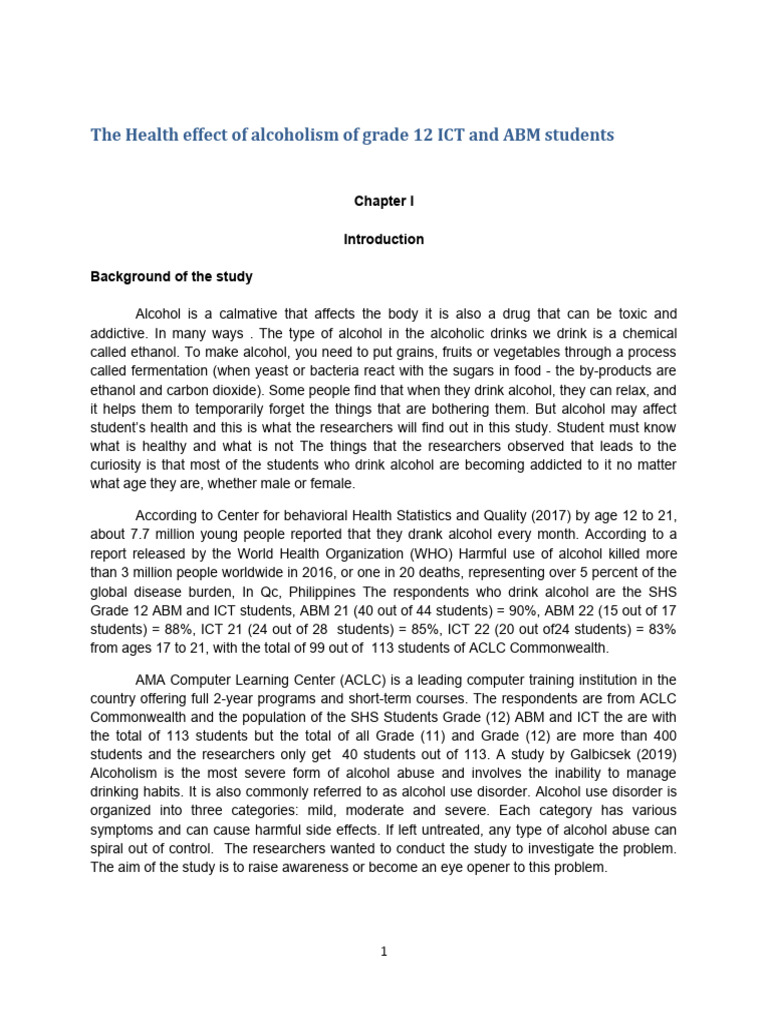 Health Effects of Alcoholism in Students | PDF | Alcoholism | Ethanol