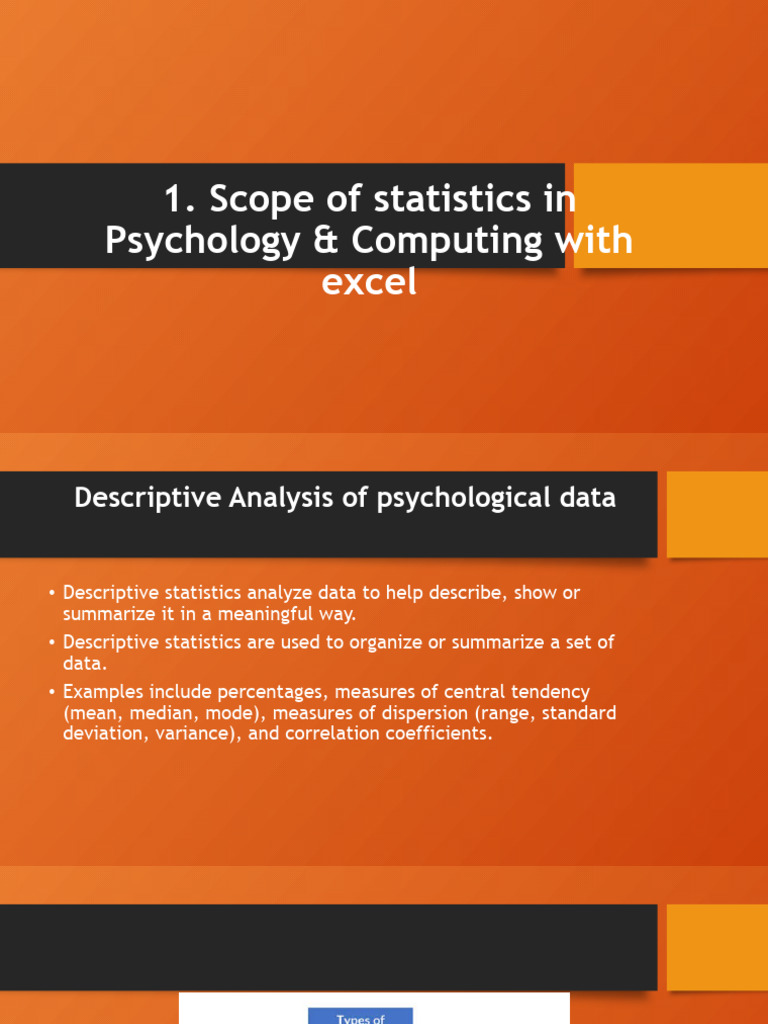 Scope of Statistics in Psychology & Computing With Excel | PDF ...