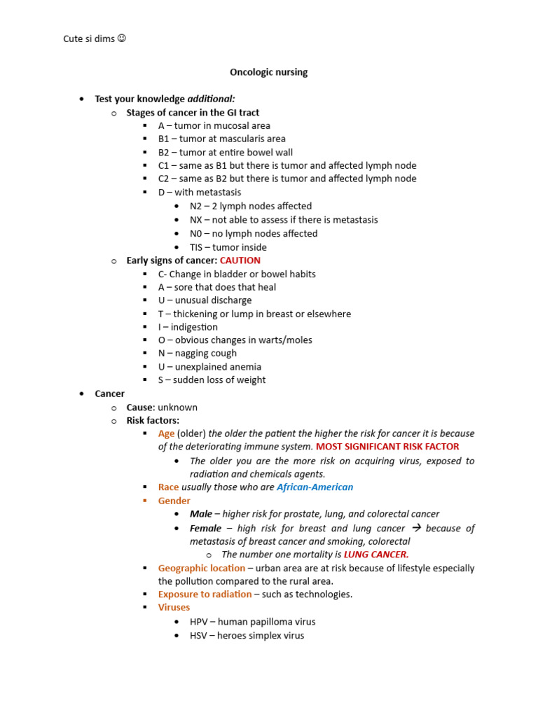 Onco Intensive Nursing Reviewer | Download Free PDF | Prostate | Breast Cancer