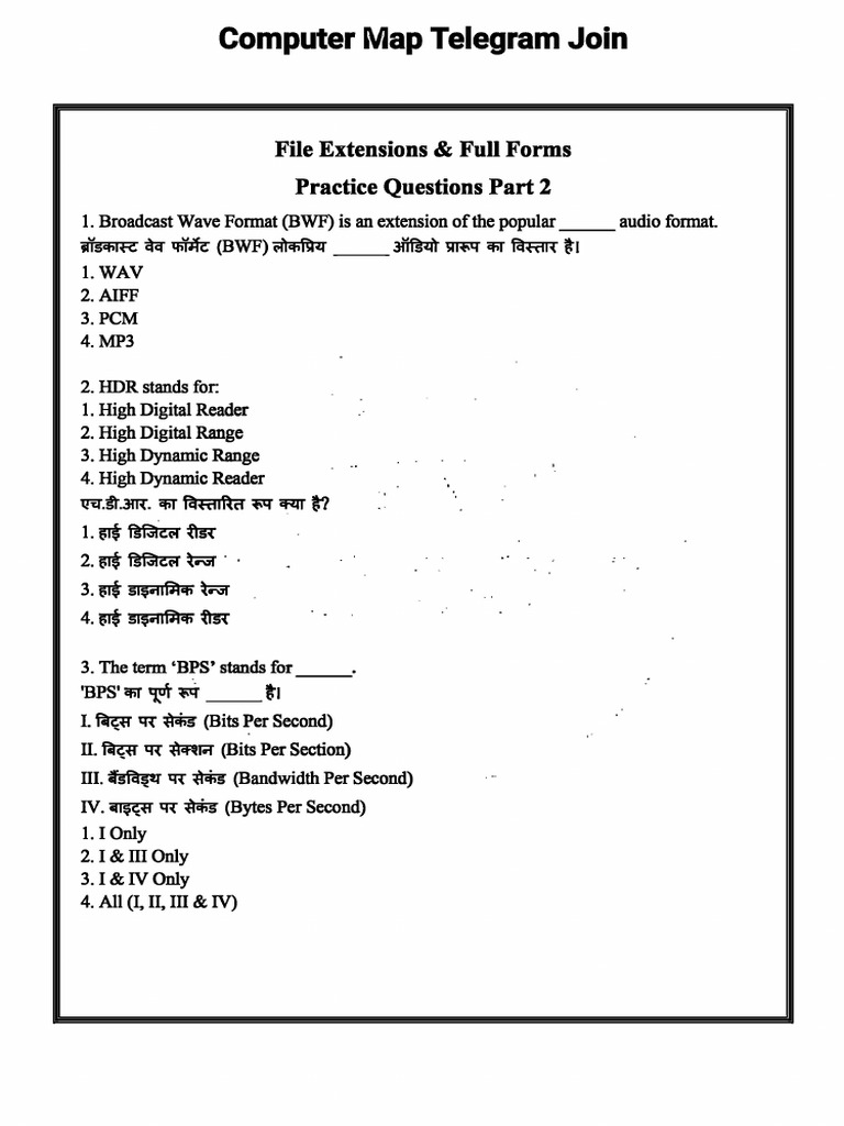 File Format Full Forms Practice MCQs_edit | PDF