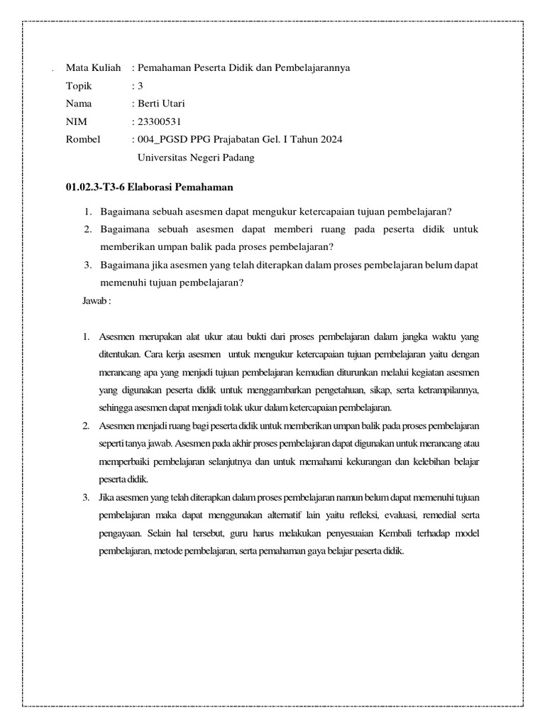 BERTI UTARI - PPDP - 01.02.3-T3-6 Elaborasi Pemahaman | PDF ...