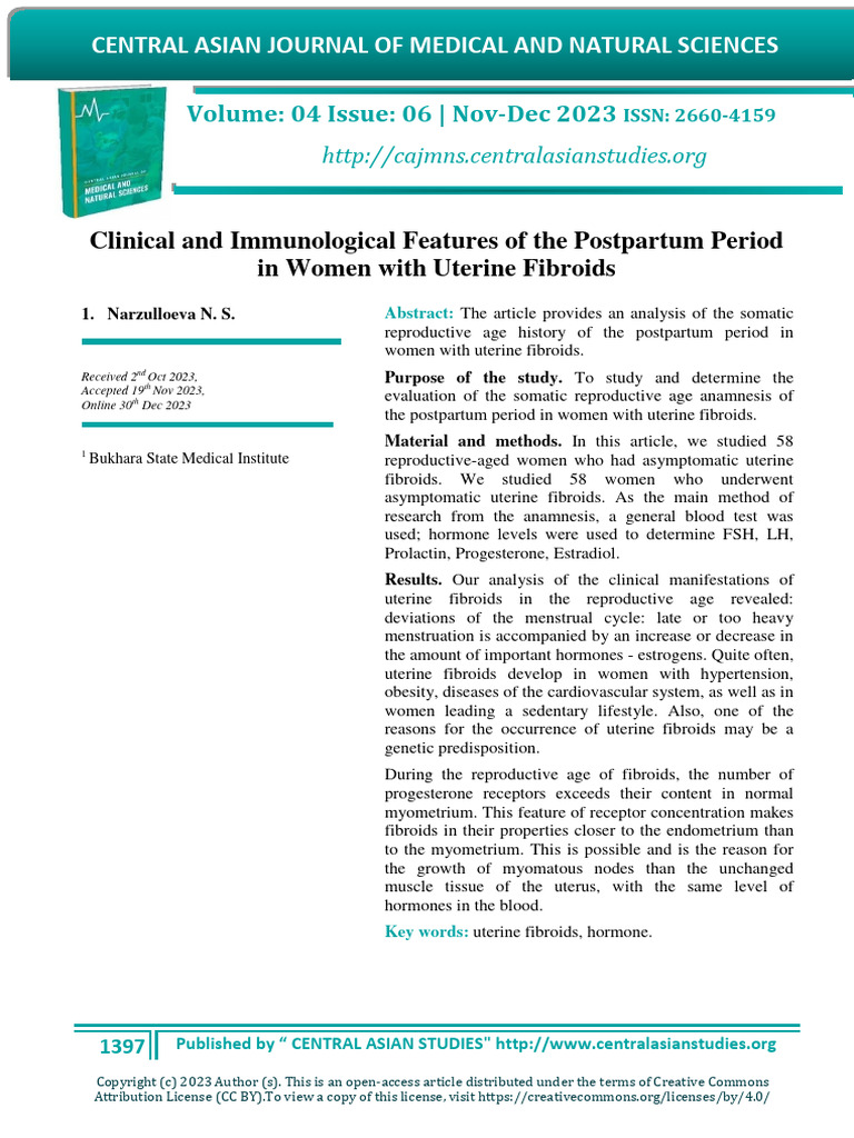 Clinical and Immunological Features of The Postpartum Period in Women ...