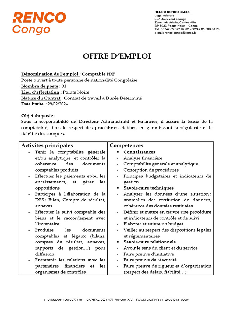 Offre D'emploi Comptable 2024 | PDF