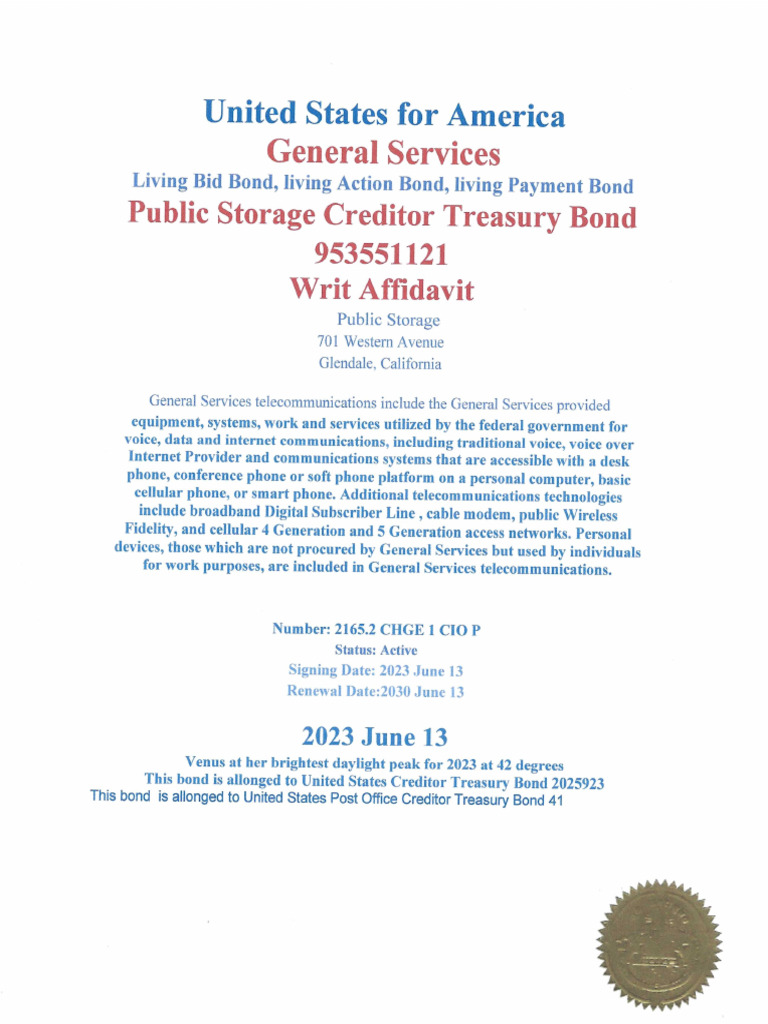 Document - 2023-06!13!013223 Public Storage Bond | PDF