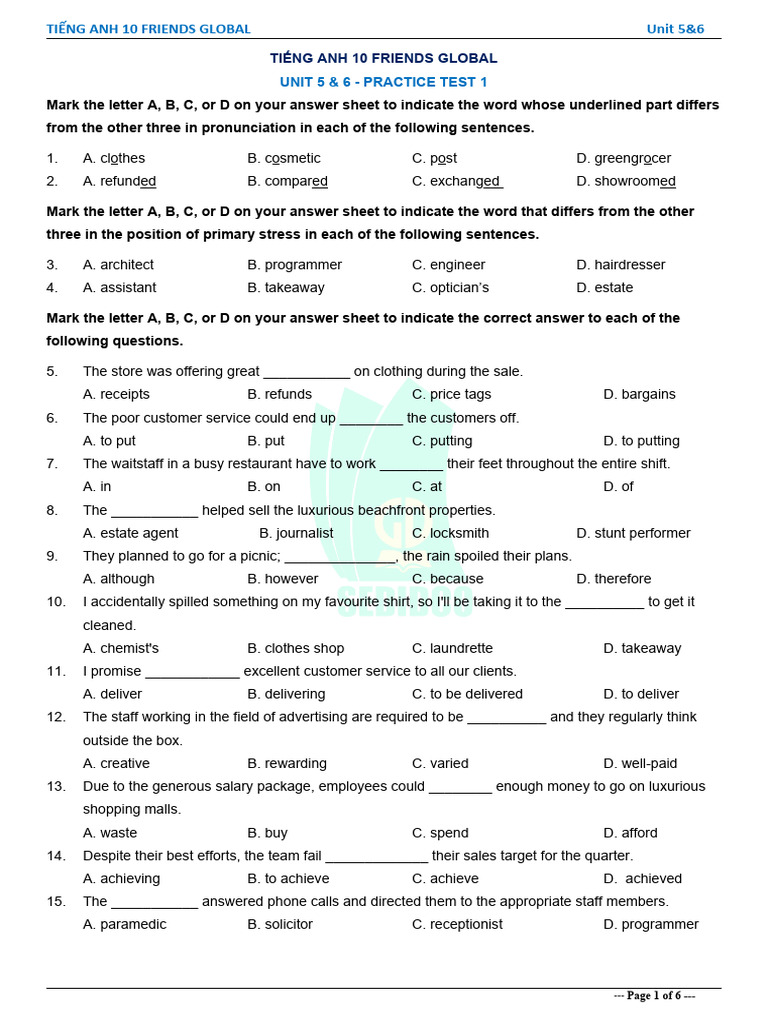 English 10 Practice Test Units 5 & 6 | PDF | Elon Musk | Economies