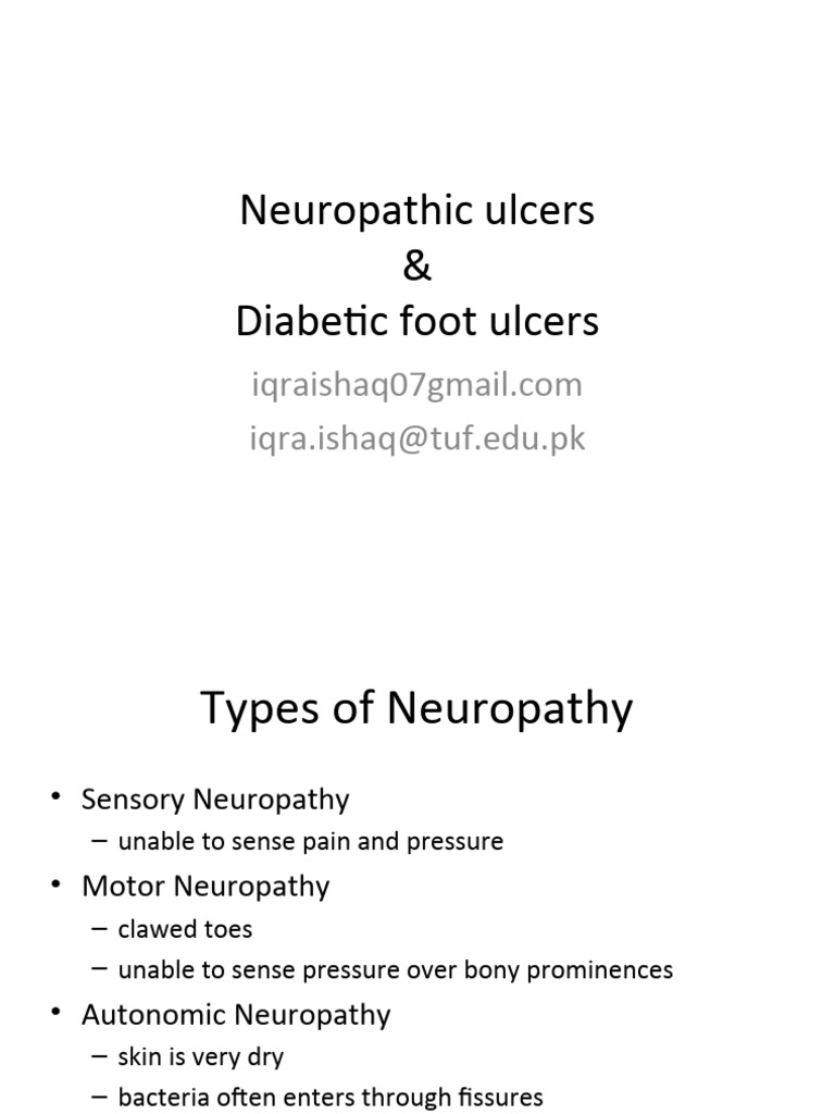 Neuropathic Ulcers Diabetic Foot Ulcers | PDF
