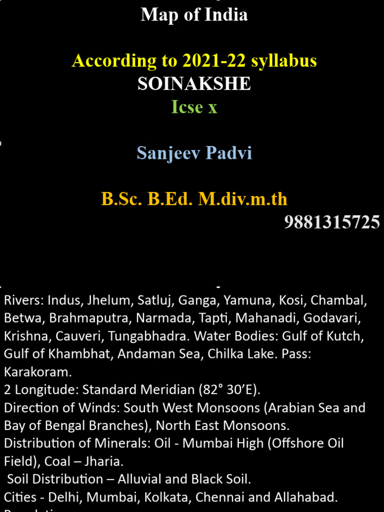 Detailed India Map for ICSE Syllabus | PDF | Physical Geography | Earth ...