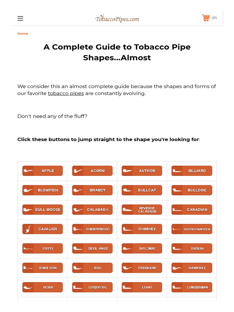 Tobacco Pipe Shapes Guide | PDF | Tobacco Pipe | Smoking