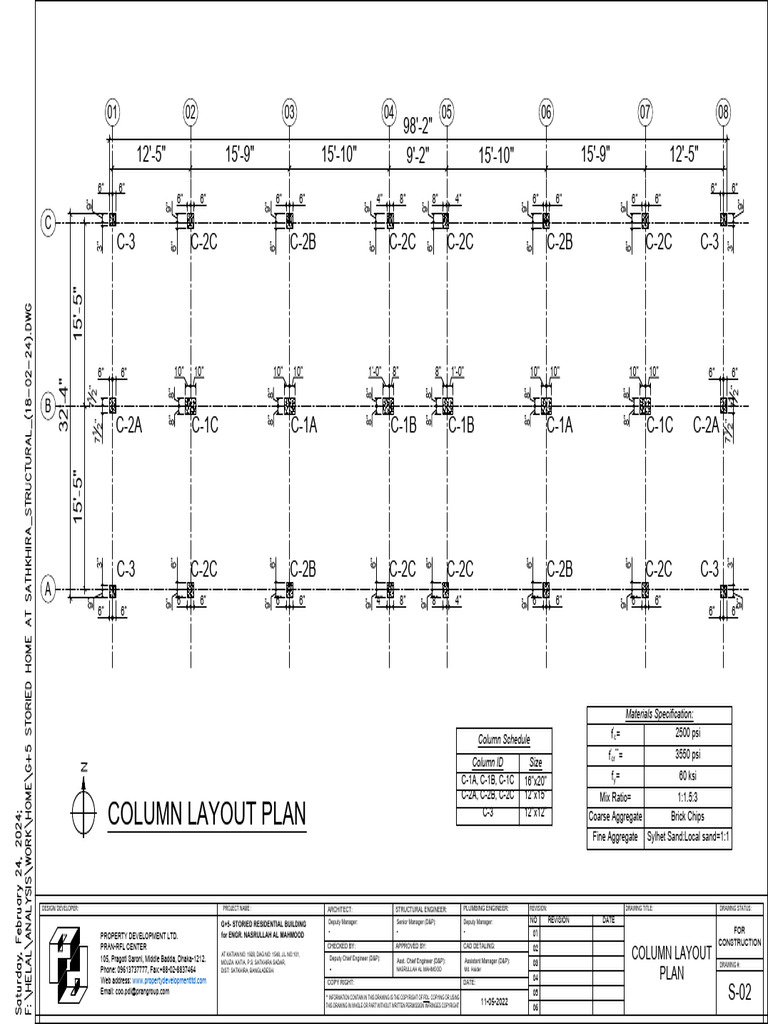 Column Layout Plan for G+5 Building | PDF