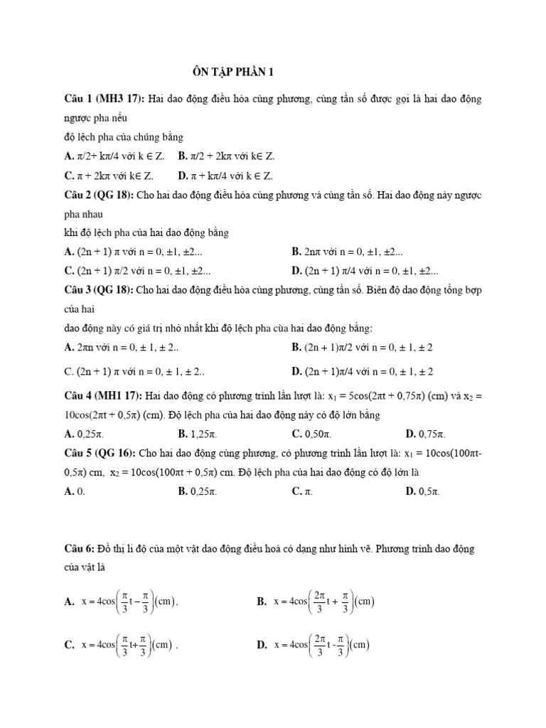 On Tap 1 Trac Nghiem Chuong 1 | PDF