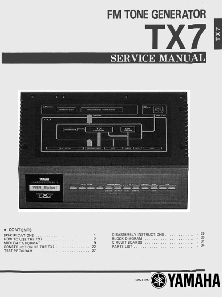Yamaha TX7 Service Manual | PDF