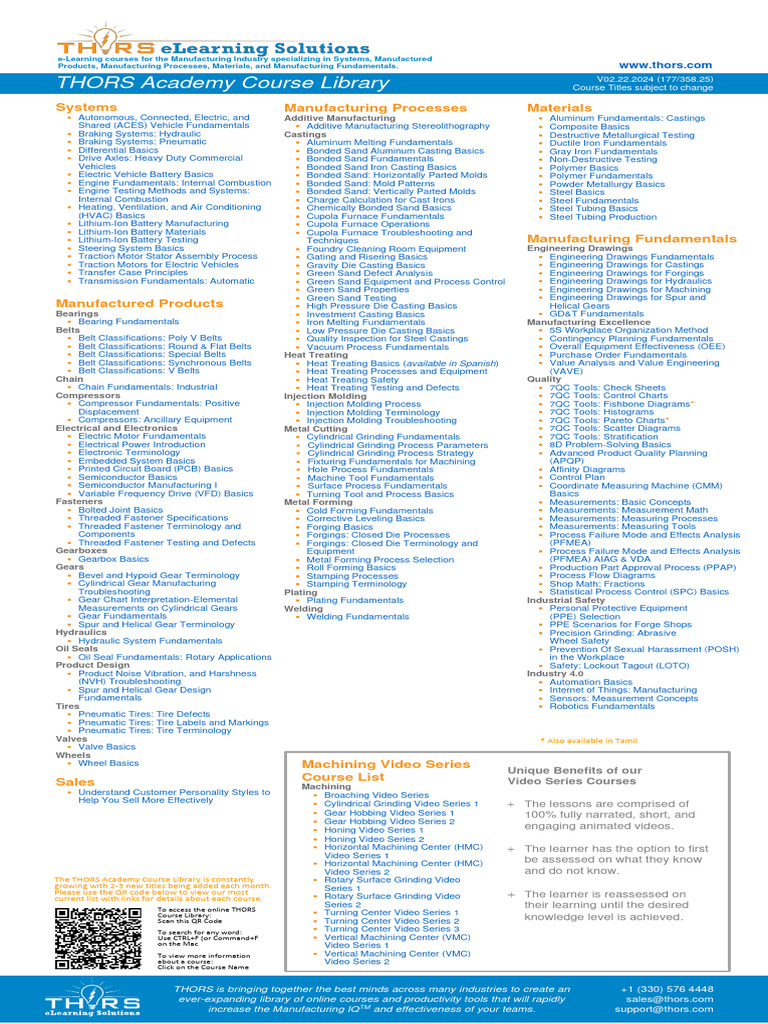 Training Courses For Manufacturing Industry Thors Elearning Solutions | PDF | Gear | Casting