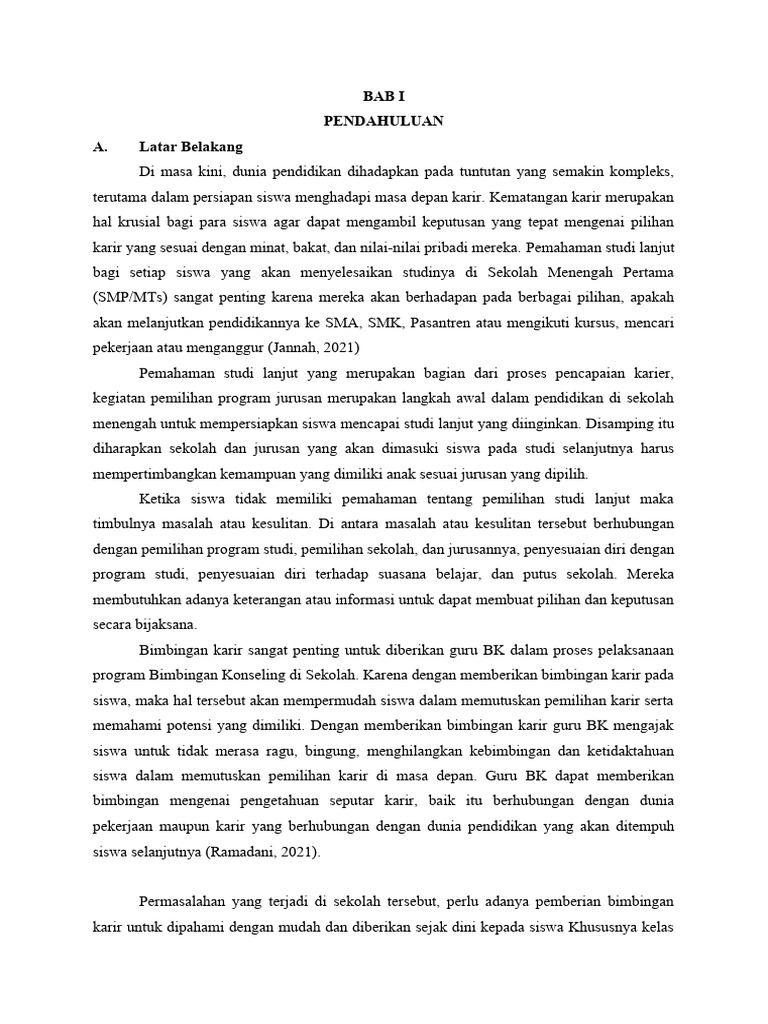 Efektivitas Konseling Karir Trait and Factor Dalam Meningkatkan Kematangan Karir Siswa Kelas 9 ...