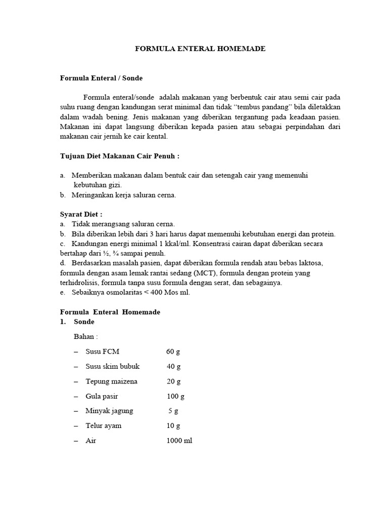 Formula Enteral Homemade | PDF