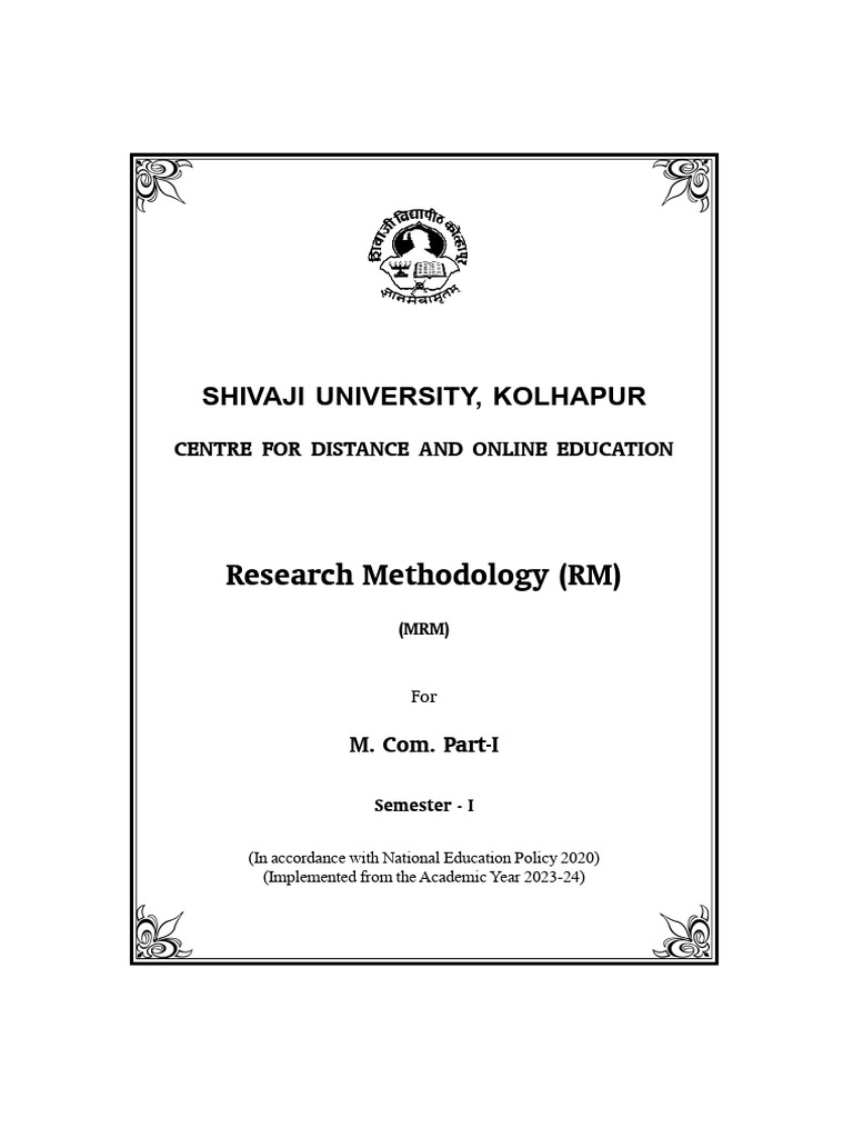 M - Com - I Sem - I Research Methodology All | PDF