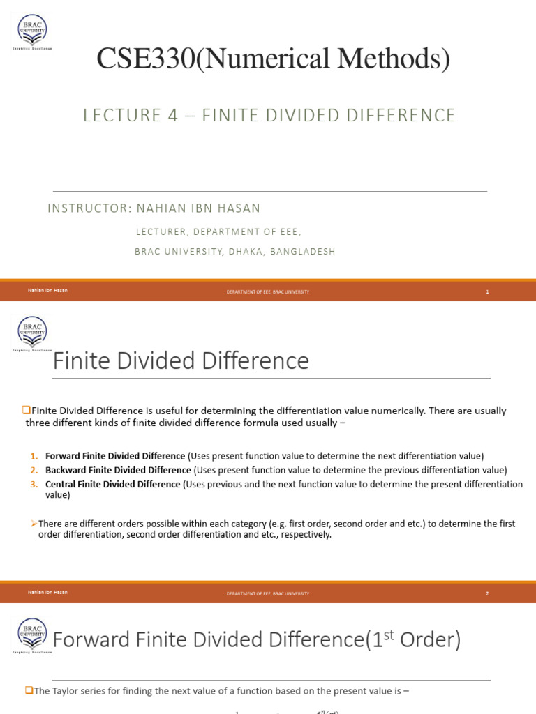 Finite Divided Difference Formula | PDF