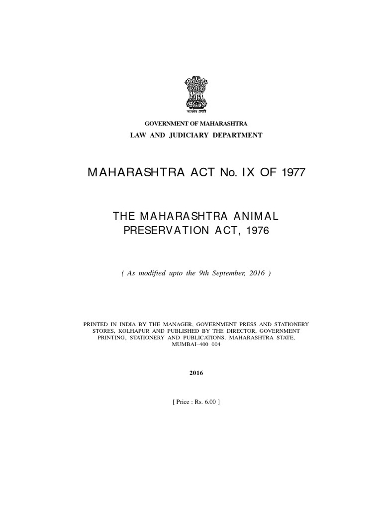 Maharashtra Act No. Ix of 1977 | PDF