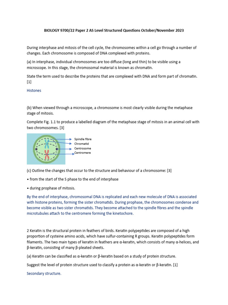 BIOLOGY 9700 ON23 P22 Solution | PDF | Tuberculosis | Mitosis