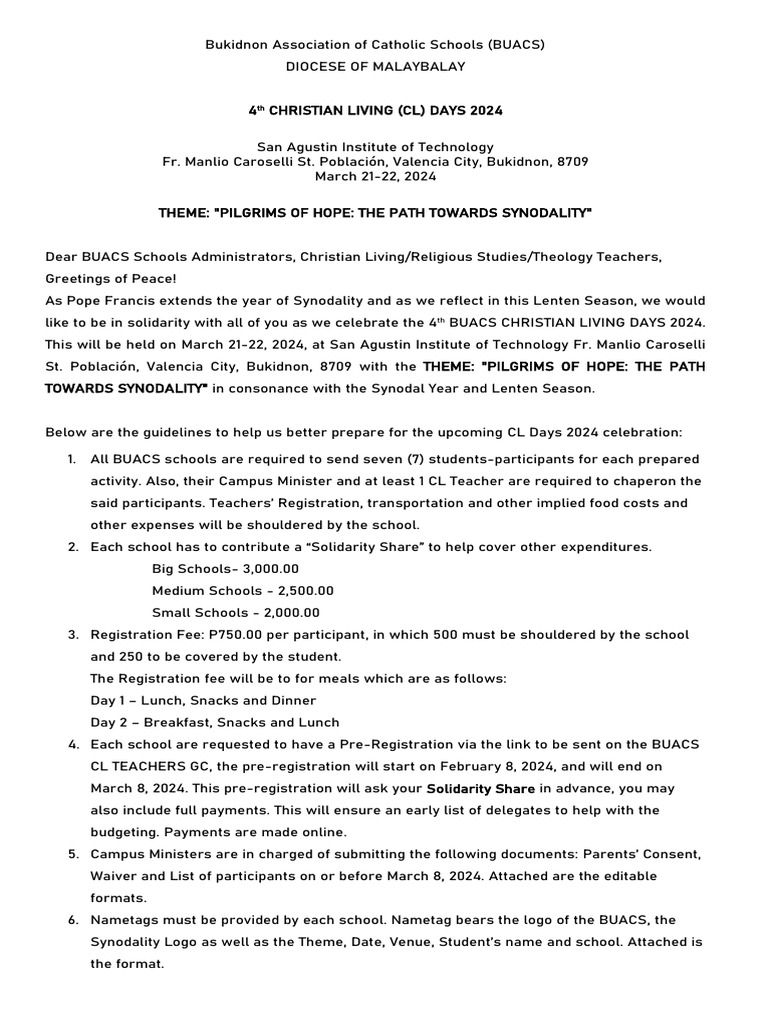 CL Days Communication Letter | PDF | Songs