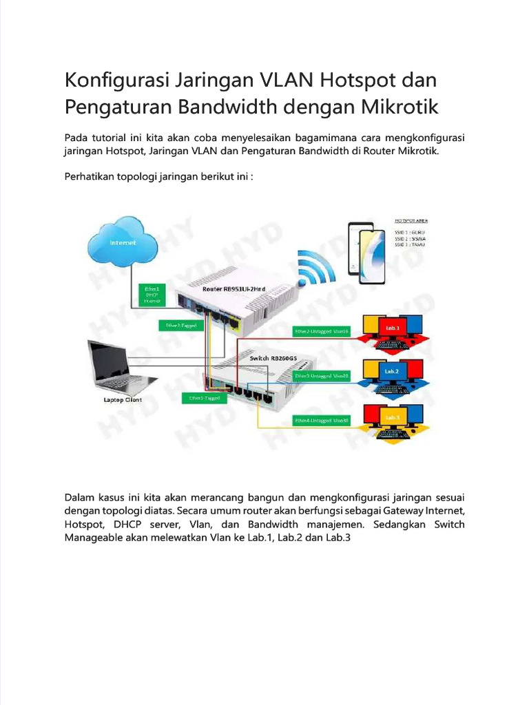 PDF Konfigurasi Jaringan Vlan Hotspot Dan Pengaturan Bandwidth Dengan Mikrotik Router Compress ...