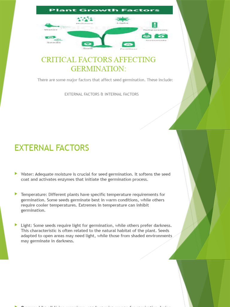 CRITICAL FACTORS AFFECTING GERMINATION | PDF | Seed | Germination