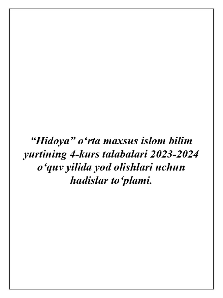 "Hidoya" o Rta Maxsus Islom Bilim Yurtining 4-Kurs Talabalari 2023-2024 ...
