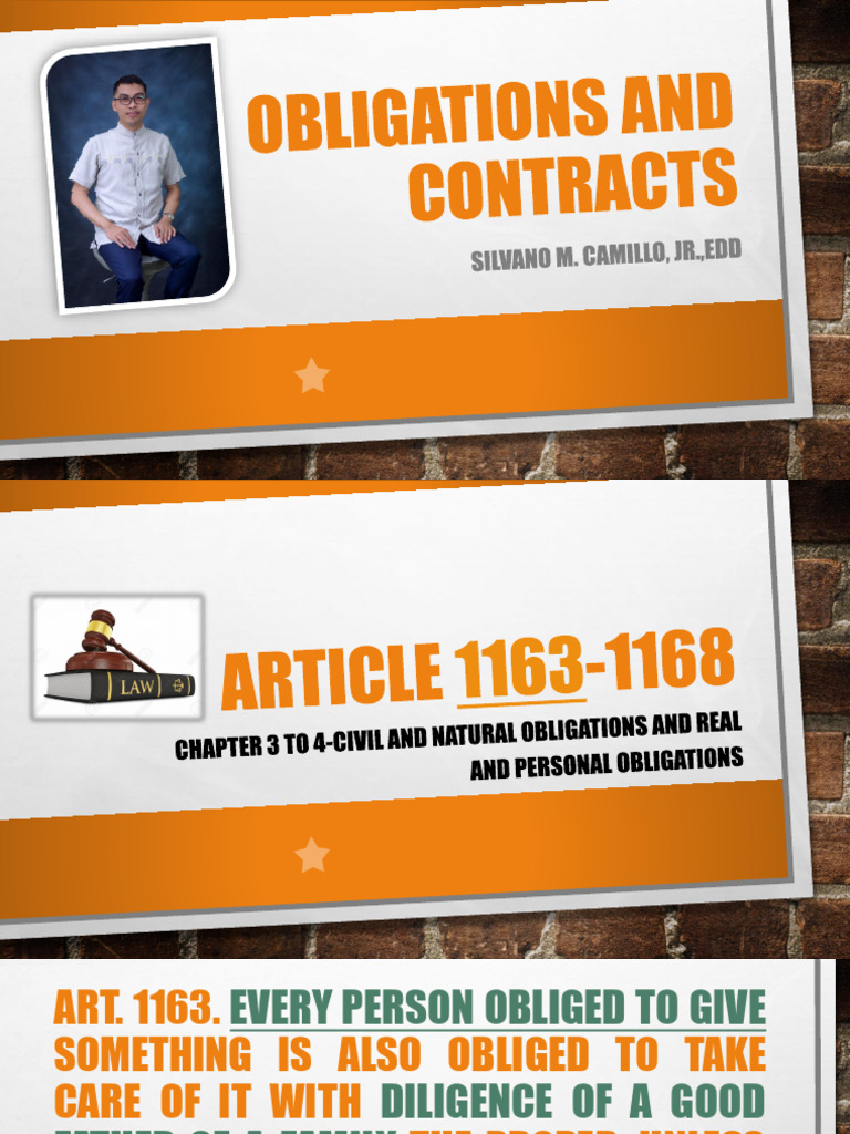 Obligations and Contracts (1163-1168) | PDF | Breach Of Contract | Business Law