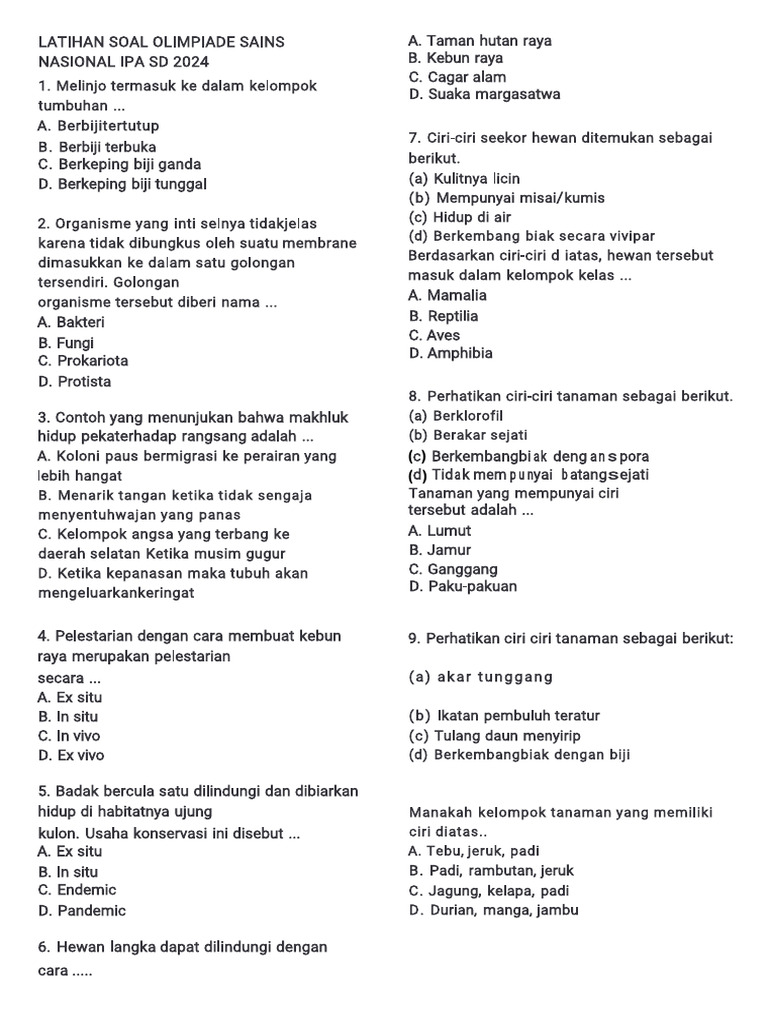 Kelas 5 Latihan Soal 2 OSN IPA | PDF