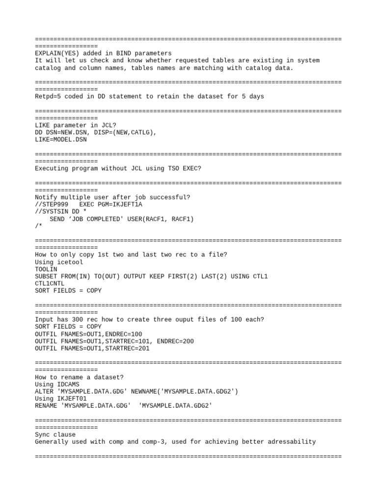 Mainframe Questions 1 Pdf