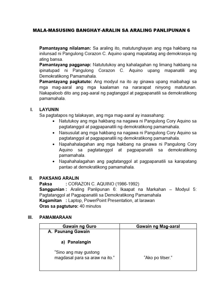 Lesson Plan in Aral Pan | PDF