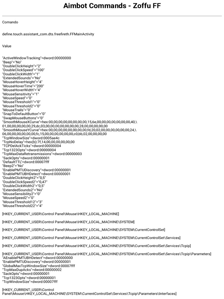 Aimbot Commands - Zoffu FF1709194661 | PDF