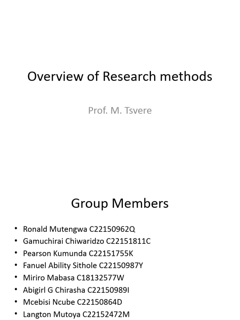 Overview of Research Methods | PDF | Inductive Reasoning | Methodology