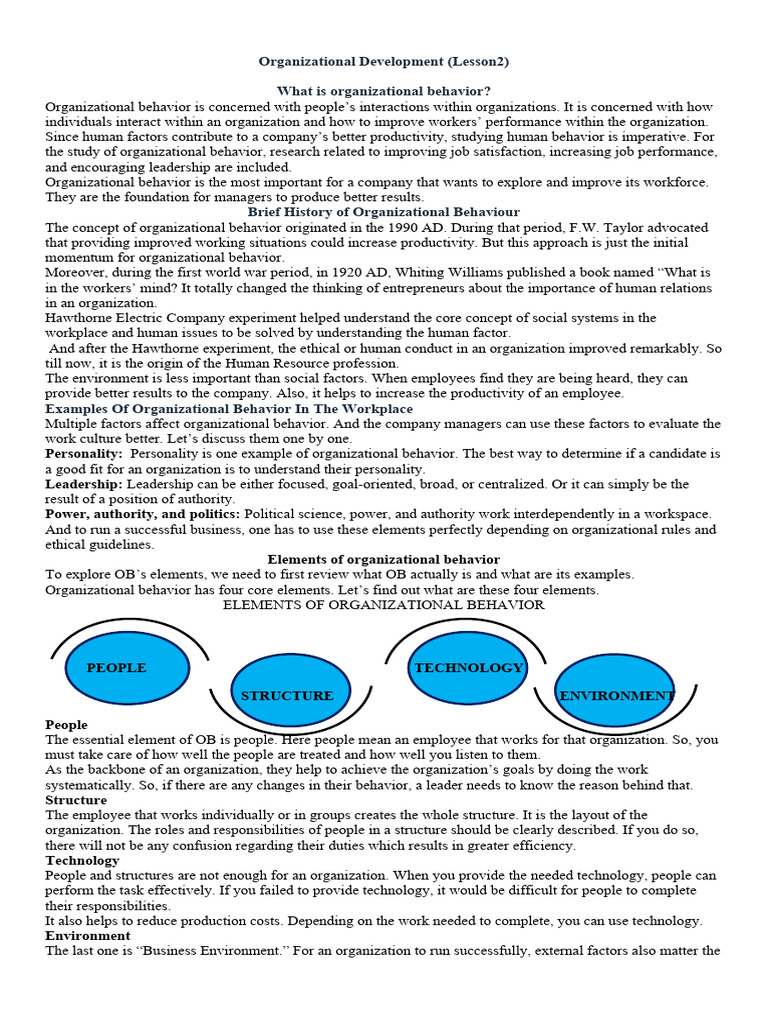 Organizational Development Lesson 2 Pdf Organizational Behavior