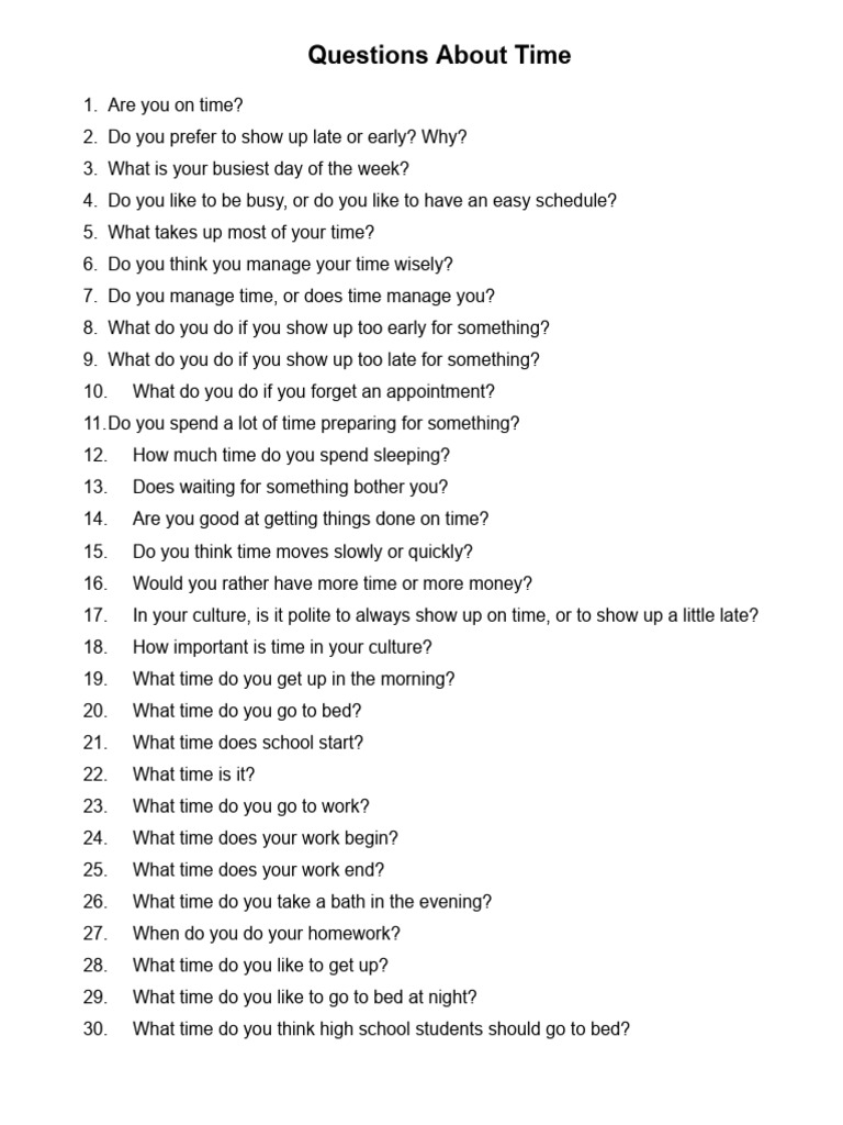 Questions About Time | PDF | Career & Growth | Self-Improvement