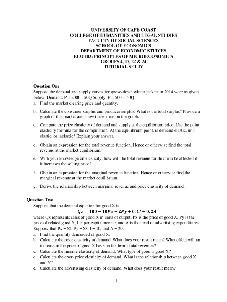 Eco 103 Tut Set Iv | PDF | Business | Finance & Money Management