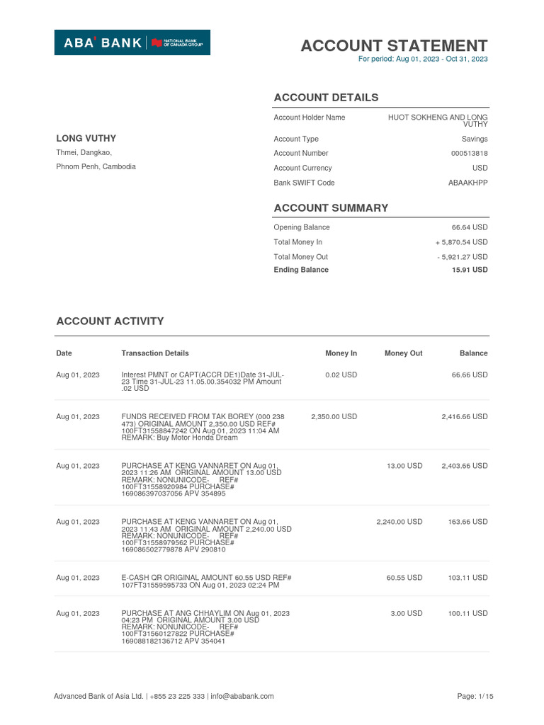 Statement 20230801 20231031 | PDF