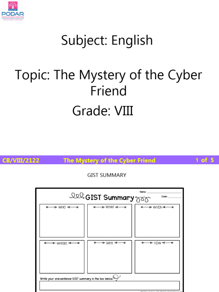 CB - VIII - Eng - The Mystery of The Cyber Friend | PDF