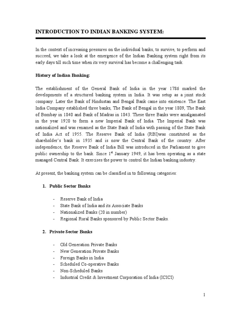 Overview of the Indian Banking System | PDF | Reserve Bank Of India ...